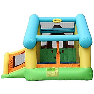Inflatable Castle and Slide, Blue Dog House Children Slide Outdoor Small Playground Home Square Trampoline Children Play Fence Colors 532 347 262Cm