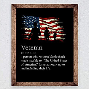 "Definition of a United States Veteran"-American Military Wall Art -8 x 10" Patriotic USA Flag Print-Ready to Frame. Home-Office-Garage-Bar-Shop Decor. Great Gift of Gratitude for Military-Veterans!