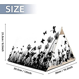 enheng Small Pet Hideout Grass Flowers Butterfly Silhouettes Hamster House Guinea Pig Playhouse for Dwarf Rabbits Hedgehogs Chinchillas