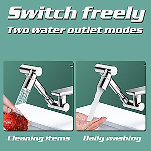 Timnamy Faucet Attachment, 1440° Extendable Robotic Arm Faucet, 2 Mode Multi Angle Rotating Faucetfor Kitchen Bathroom Sink with Height Adjustment and Splash Prevention (Black)