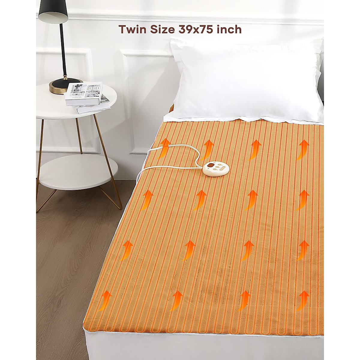 Heated Mattress Pad Twin Size Comfort Coral Fleece 10 Heating Levels & Auto Shut Off, Electric Bed Warmer Pad with Controllers, Up to 15" Deep Pocket, Machine Washable