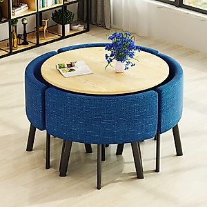 LSRY Coffee Table and Chair Set Office Conference Tables Negotiation Table Dining Table Small Space Dinette Round Leisure Hotel Lounges Balcony Restaurant Meetings Room Reception Tables (Color : Blue