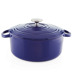 Chantal Enameled Cast Iron Cookware, 5 quart Dutch Oven, Cobalt Blue