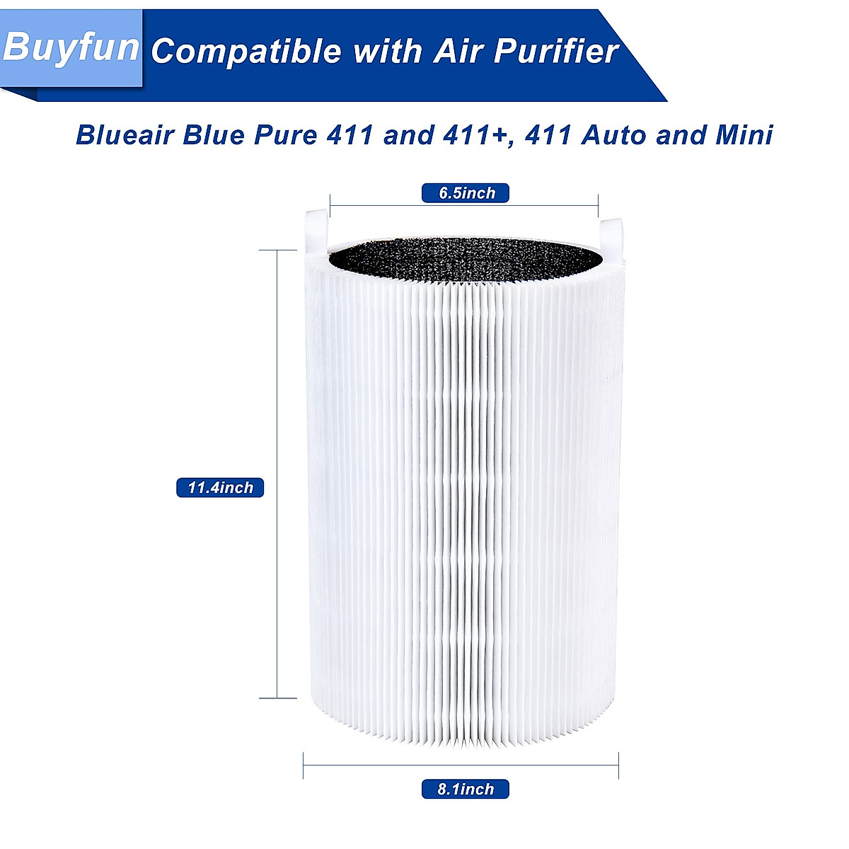 buyfun for Blueair Blue Pure 411 Replacement Filter, Replacement Filter for Blueair Blue Pure 411, 411+, 411 auto and Mini Models