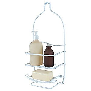 Bath Bliss Curve Design Shower Caddy | Over the Shower Head | Rust Proof | Bathroom Organization | Bath Organizer | 2 Tier | White