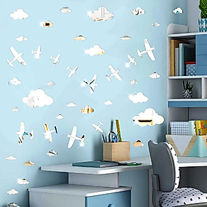 Moon Star Wall Decals Retro Star Wall Decals Starburst Vinyl Gold Wall Stickers White Cloud Wall Decals Sparkle Wall Stickers Gold Star Wall Stickers for Nursery Bedroom Kids Room Decor