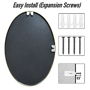 SCWF-GZ 20x30 Oval Mirror Round Full Length Wall Mounted Hanging or Against Wall Metal Frame Dressing Make-up Mirrors for Entryway Bedroom Bathroom Living Room 30 20 inch Silver