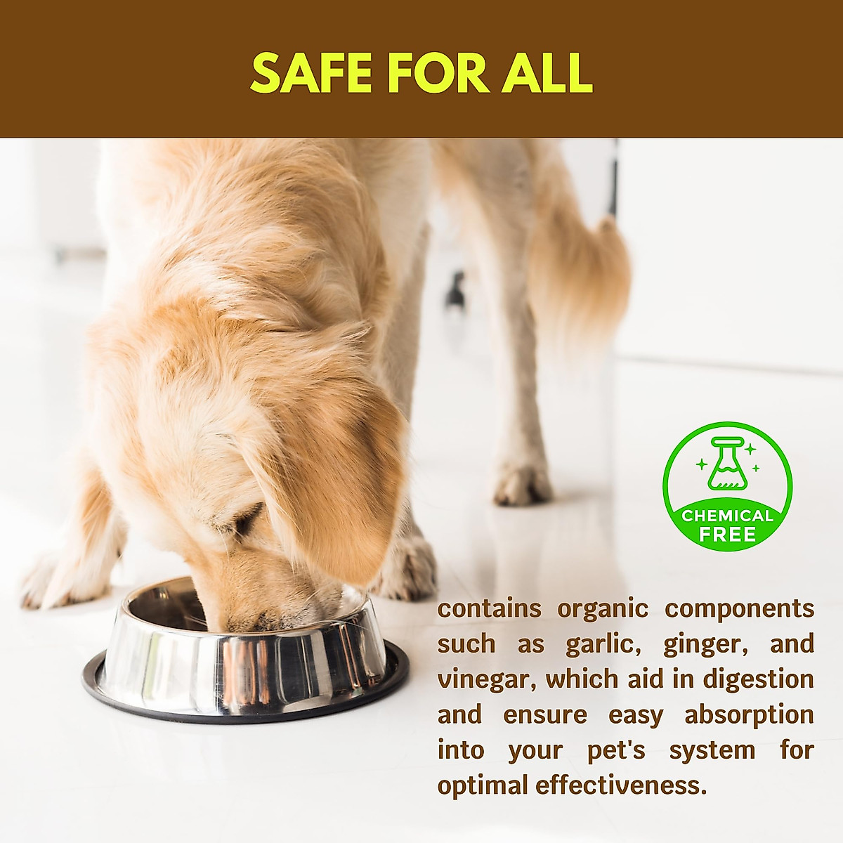 Flea Free Pure Organic Food Supplement - Flea Control Formula Dog Vitamins - Dog Vitamins and Supplements - Dog Multivitamin to Avoid Blood-Feeding Insects - Multivitamin for Dogs Chemical-Free(16 oz)