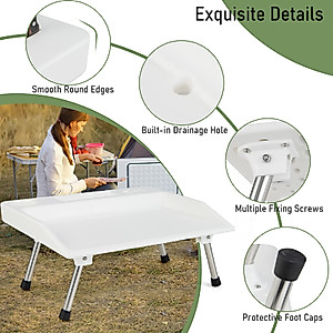 S AFSTAR Folding Fish Cleaning Table, Portable Fish Fillet Cutting Table w/Knife Slots, Cup Holder, Drainage Hose, Compact Boat Bait Table, Small Cutting Board for Camping Picnic Beach