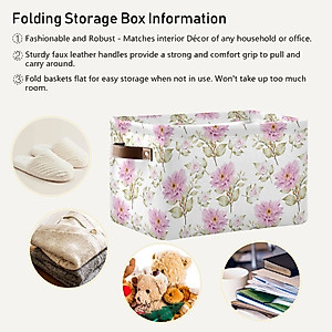 Burbuja Floral Summer Storage Basket - 2 Pack Collapsible Storage Bins Large Closet Organizer Fabric Baskets for Clothes, Home, Office, Shelves