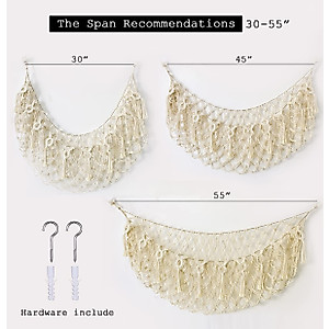 Stuffed Animal Net or Hammock -Wall Mounted-Handmade Macrame Toy Hammock Organizer Stuffed Animal Display Plush Toys Holder Boho Decor for Nursery Playroom Bedroom Kids Room Storage 1