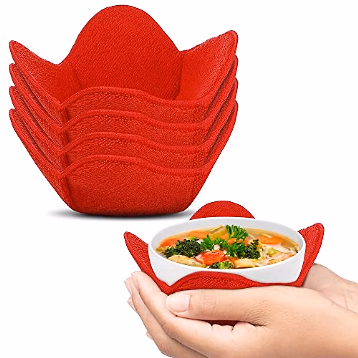 Microwave Bowl Huggers Warmers for Food Microfiber Heat Resistant Food Warmer Set Microwave Safe Handle Hot and Cold Bowls Holder Without Burning Your Hands Set of 4 Microwave Bowl Huggers