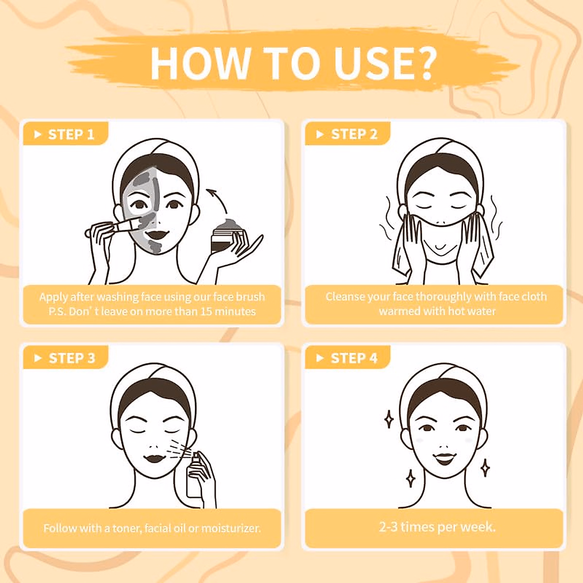 ANAI RUI Turmeric Clay Mask, Vitamin C Facial Mask with Turmeric & Kaolin Clay, Cleasning Mask for Acne, Pores, Radiant & Smooth Skin, 6.35 oz