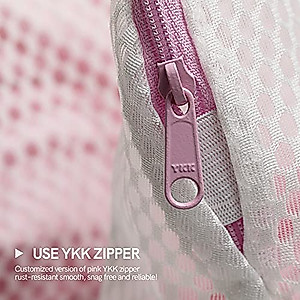 COMLIFE Set of 2 Delicates Honeycomb Mesh Laundry Bag, Use YKK Zipper, with Handle, Extra Large Opening, Baby Products, Face Cleansing Pads,Socks, Fine Knitwear Mesh Wash Bags (Pink)