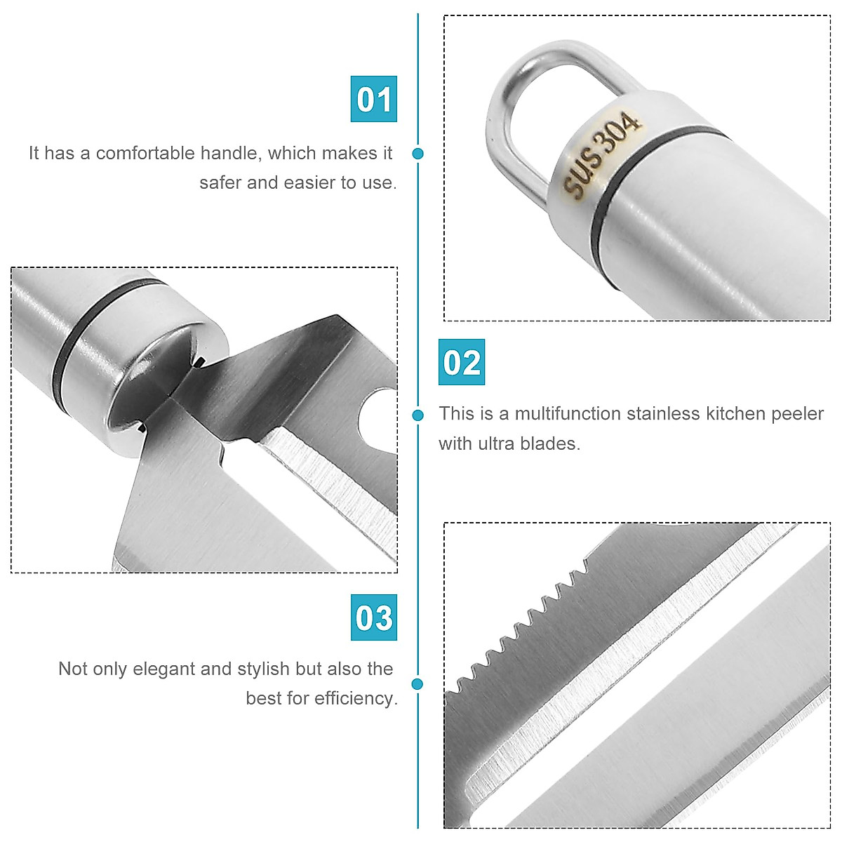 BESTONZON Multifunction Paring Knife Stainless Steel Peeler Gourd Grater Parer for Vegetable Fruit