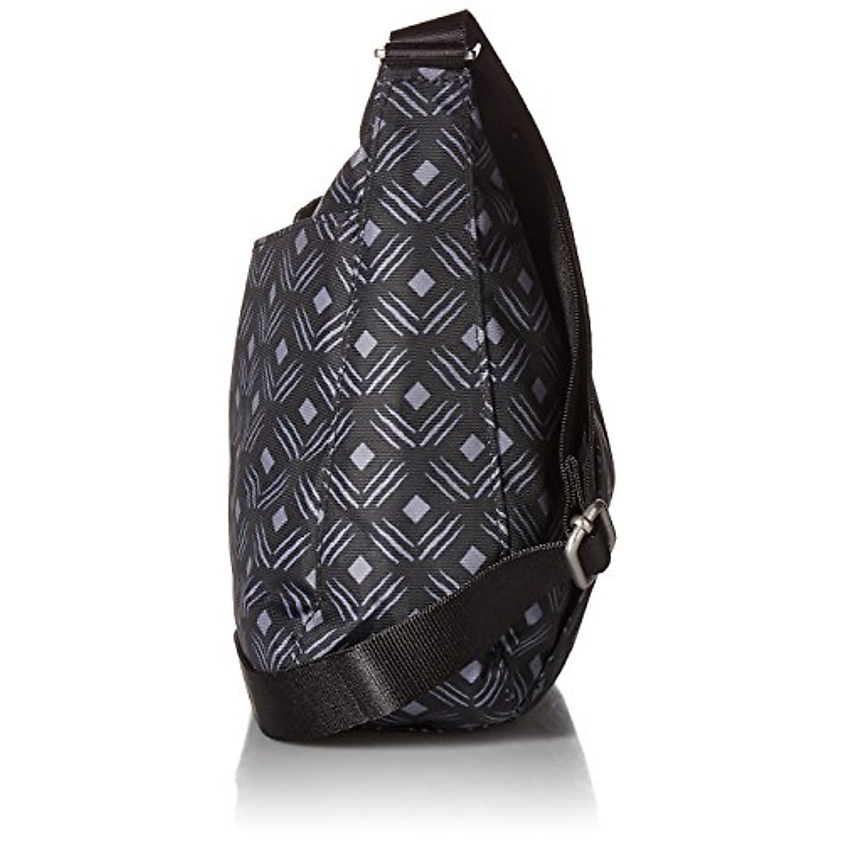 Baggallini Slim Crossbody Hobo, Black Diamond Print