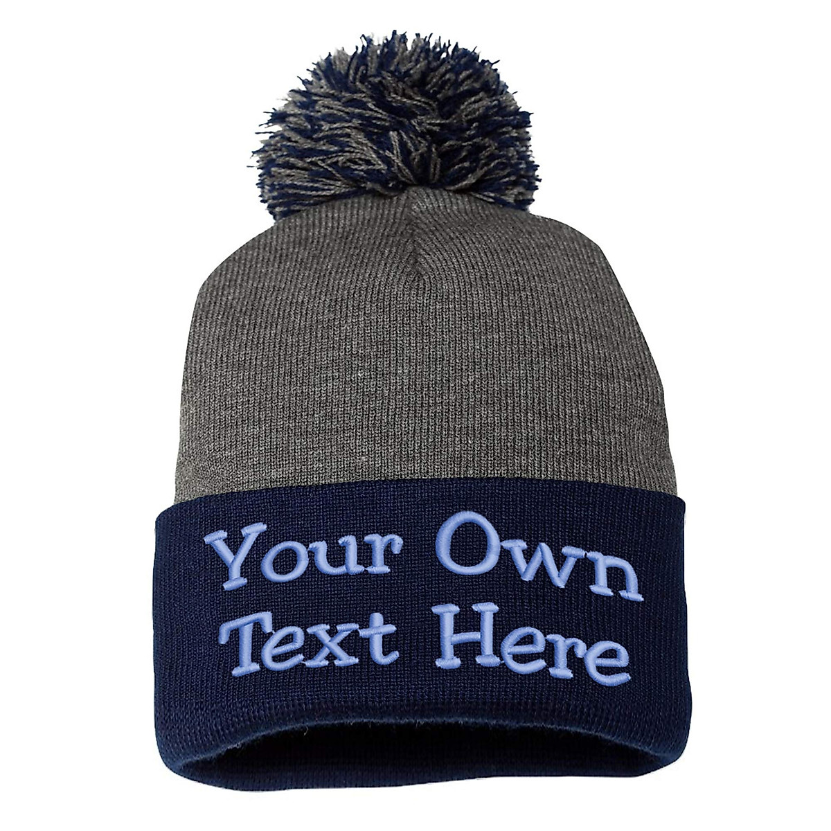 Love Sketches Custom Embroidered Beanie Men Women Unisex Cuffed Knit Pom Skull Cap Hat (DkHthGreyNavy)