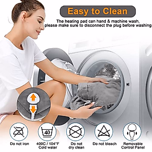 Weighted Heating Pad - Pads for Neck and Shoulders,2lb Large Electric Heated Neck Shoulder,for Back/Waist/Abdomen Pain relief,6 Heat Settings 4 Auto-Off,Washable,22.8×16.5"