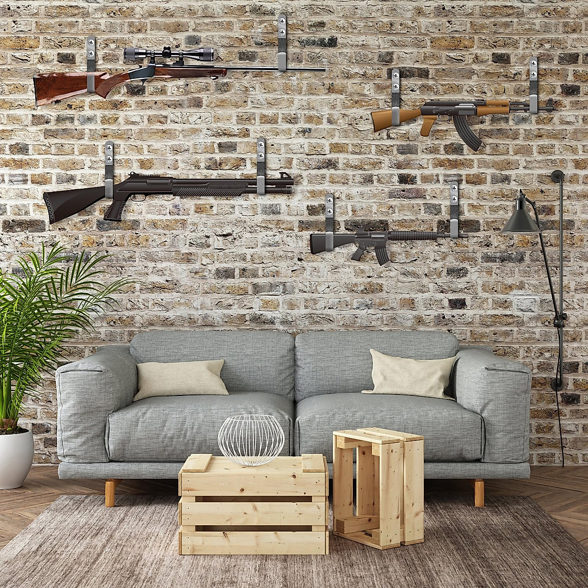 PIHSSFULL Secure Gun Hooks for Wall - Heavy Duty Steel Rifle and Shotgun Rack with Soft Padding for Safe Storage and Display