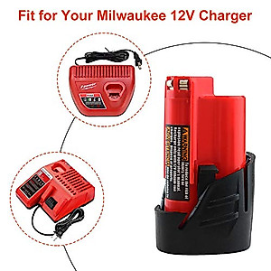 Amsbat 3000mAh 12 Volt Compatible with Milwaukee M12 Battery XC 48-11-2411 48-11-2420 48-11-2401 48-11-2402 48-11-2401 Lithium-ion Cordless Tools Batteries 2 Pack - Black