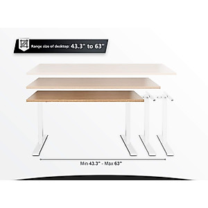 FEZIBO Height Adjustable Standing Desk Frame, Electric Standing Desk Legs for 43.4 inches to 62.9 Inches Desk Tops, Sturdy Stand up Desk Base for Workstation，White (Frame Only)