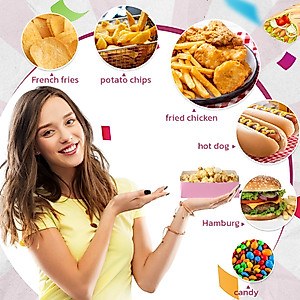 Uiifan 100 Pcs 2lb Paper Food Trays Disposable Nacho Trays Cardboard Halloween Paper Food Boats Trays Hot Dog Serving Trays for Picnic Snacks Carnivals Fairs Tacos French Fries Party Supplies (Pink)