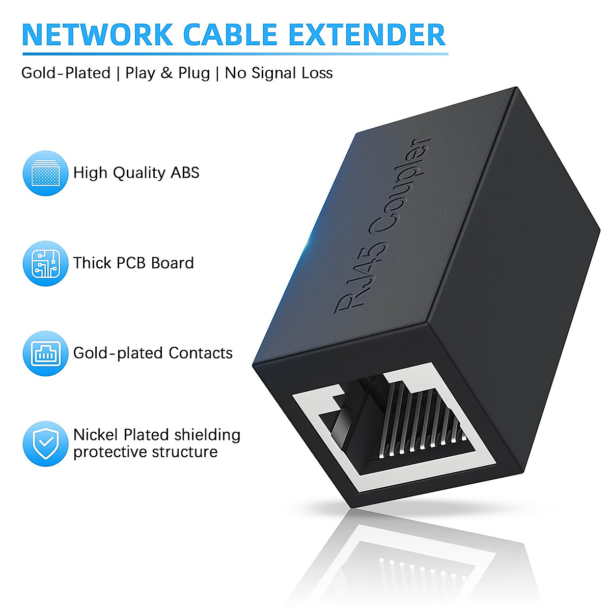 JODROAD RJ45 Coupler, Ethernet Extender Adapter, Ethernet Coupler, Cat7 Cat6 Cat5e Cat5 Inline Coupler, Ethernet Connector Female to Female (5Pack, Black)