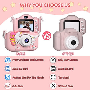 CIMELR Kids Camera Toys for 3 4 5 6 7 8 9 10 11 12 Year Old Boys/Girls, Kids Digital Camera for Toddler with Video, Christmas Birthday Festival Gifts for Kids, Selfie Camera for Kids, 32GB TF Card