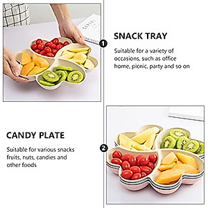 DOITOOL Divided Serving Tray Wheat Straw Appetizer Serving Dish 4 Section Cake Dessert Condiment Snacks Fruits Tray Platter for Nuts Candy Chips Heart White