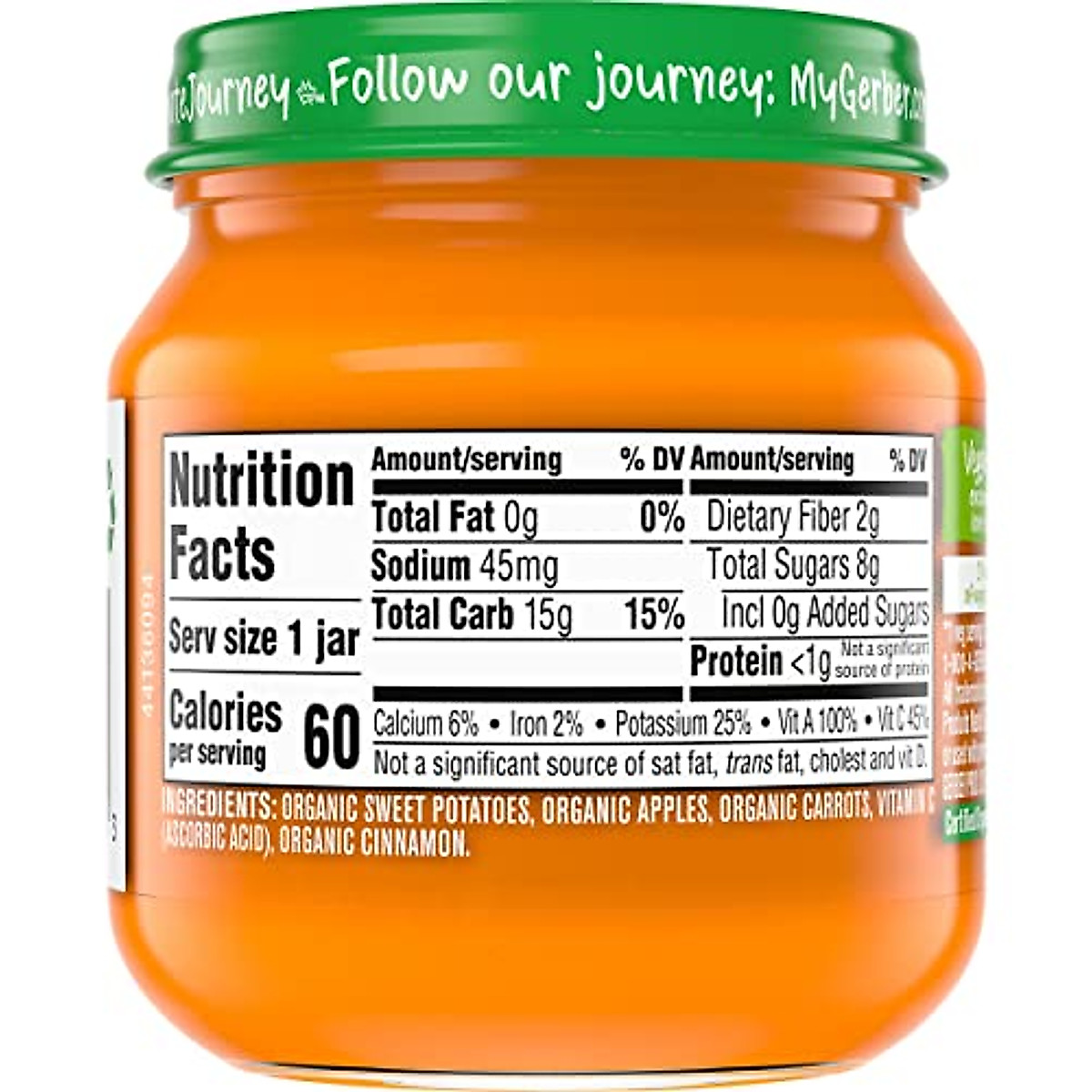 Gerber Organic 2nd Foods Baby Food Apple Sweet Potato & Carrot with Cinnamon (Pack of 4)