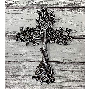 Old River Outdoors Tree of Life Wall Cross 11 1/2" - Decorative Spiritual Art Sculpture Antique Silver Finish