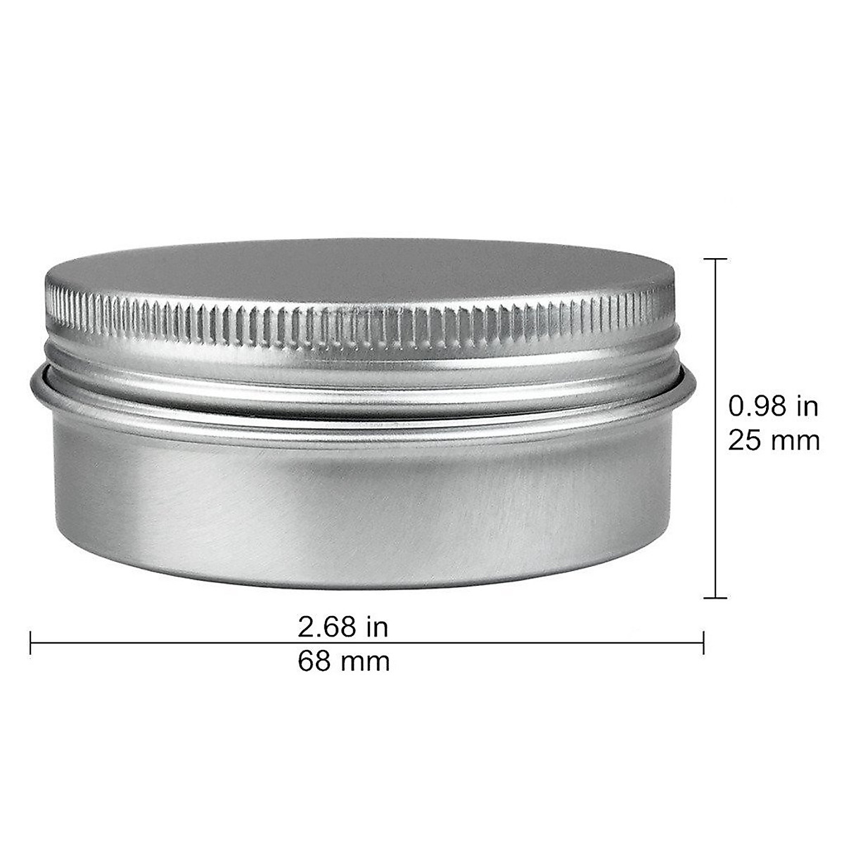 Aluminum Tin Jars, Cosmetic Sample Metal Tins Empty Container Bulk, Round Pot Screw Cap Lid, Small Ounce for Candle, Lip Balm, Salve, Make Up, Eye Shadow, Powder (12 Pack, 2 Oz/60ml)