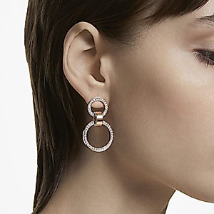 Swarovski Hollow Hoop Pierced Earrings with White Crystal Pavé, on an Interlocking Rose Gold-Tone Finish Circle Motif setting, Part of the Swarovski Hollow Collection