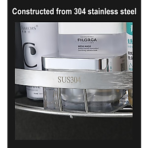 Corner Shower Shelves Stainless Steel, Bathroom Shower Caddy Corner, Adhesive Shower Caddy Basket Rack with Hooks, Rust Proof for Bathroom Shelf Shampoo Holder, for Toilet, Dorm and Kitchen, Silver