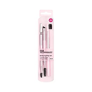 Real Techniques Brow Styling Set, For Lifting Brows, Fill & Style, Dual-ended Makeup Brushes, Full Kit for Eyebrows, Get Full, Laminated, or Natural Brows, Multiuse Tools, 3 Piece Set