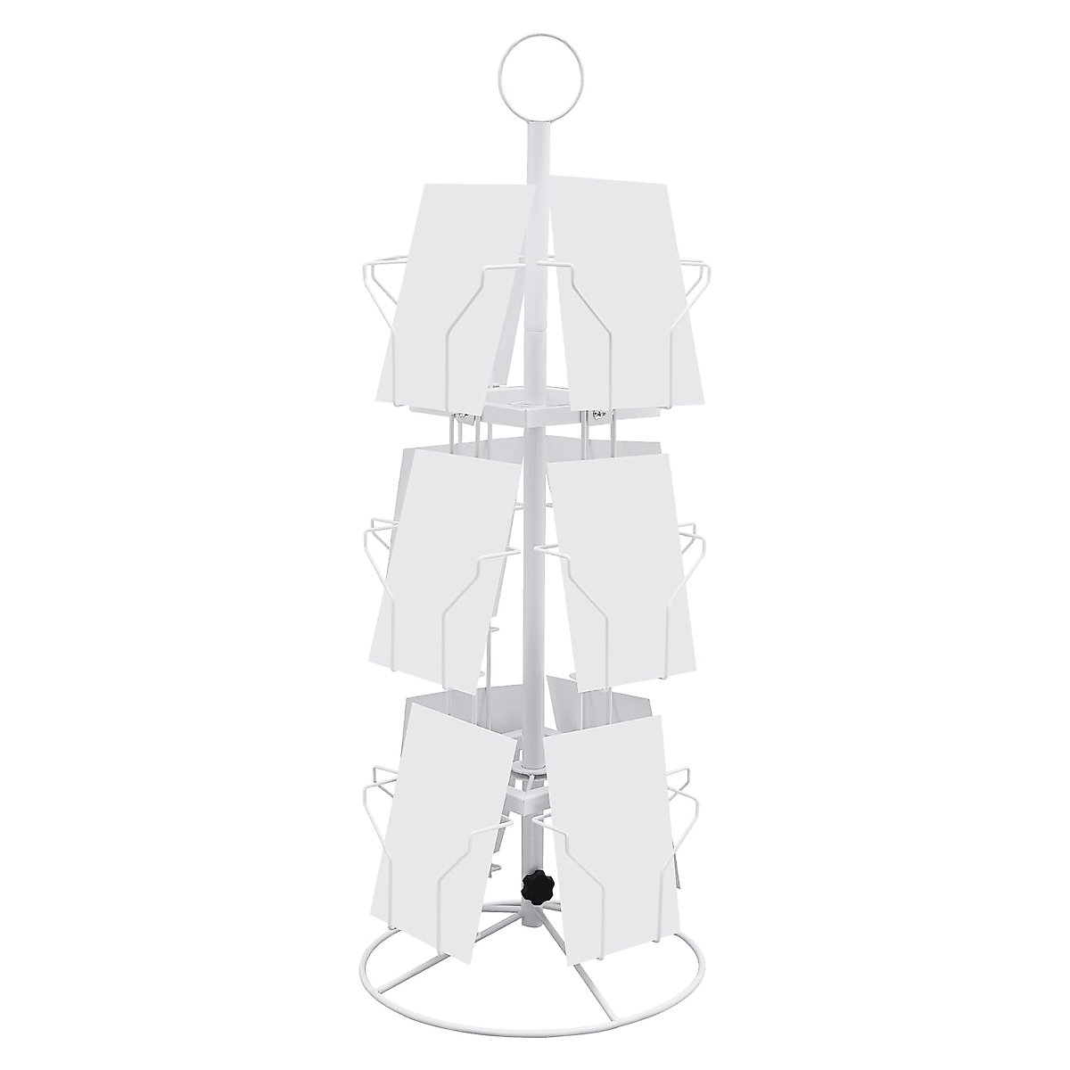 Rotating Greeting Card Rack, 3 Tier Greeting Card Display Stand, Card Display Stand, Card Holder Stand, Greeting Card Rack Holder Display, Card Display Rack, Card Rack Display Stand (12 pockets-White)
