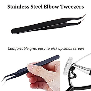 Eyeglass Repair Kit, PTSLKHN Sunglasses Repair Tool Kit with Eyeglass Screws, Precision Screwdriver Set, Tweezer and Nose Pads for Glasses and Watch Repair, Nose Pad Replacement