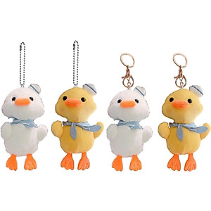 White 14cm Duck Plush Keychain,Soft Fully Filled Lovely Cartoon Animal Doll Hanging Ornament,Portable Stuffed Duck Doll Plush Key Backpack Pendant Kid Girl Gift Pendant Auto Decoration Auto Decoration