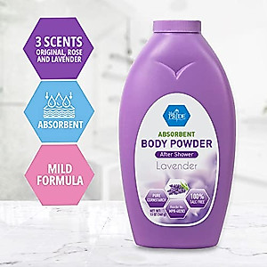 MED PRIDE Premium 100% Talc Free Baby Powder - Pure Cornstarch Absorbent Baby Powder for Odor & Moisture Protection- Paraben-Free Soothing Dusting Powder for Diaper Rash, Chaffing - Lavender 13oz