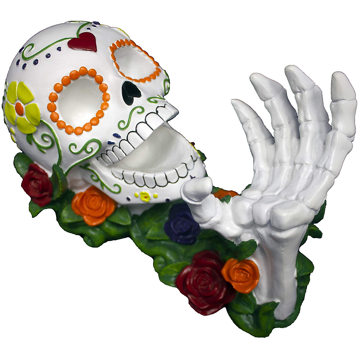 World of Wonders Sugar Skull Day of The Dead Decorative Wine Bottle Holder | Dia de Los Muertos Decorations and Tabletop Halloween Decorations | Skull Decor for Home - 11"