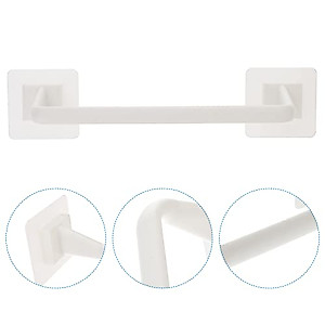 Housoutil 1PC Self Adhesive Towel Bar, 12inch No Drill Hand Towel Hanger, Plastic Short Self Adhesive Wall Mount Hanger Rack for Kitchen Bathroom Laundry Room (White)