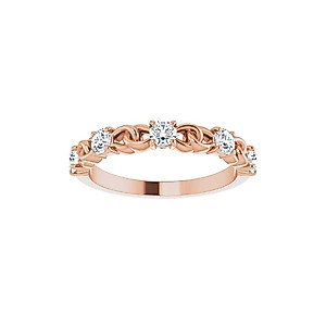 Solid 14k Rose Gold 1/2 Cttw Diamond Stackable Wedding Anniversary Link Ring Band (.50 Cttw) (Width = 3.1mm) - Size 5