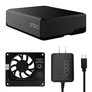 Argon NEO Case with Fan HAT and Power Supply (Type-C) for Raspberry Pi 4 | Supports Cooling Fan, Camera, and LCD Display | GPIO and PoE Pins are Accessible