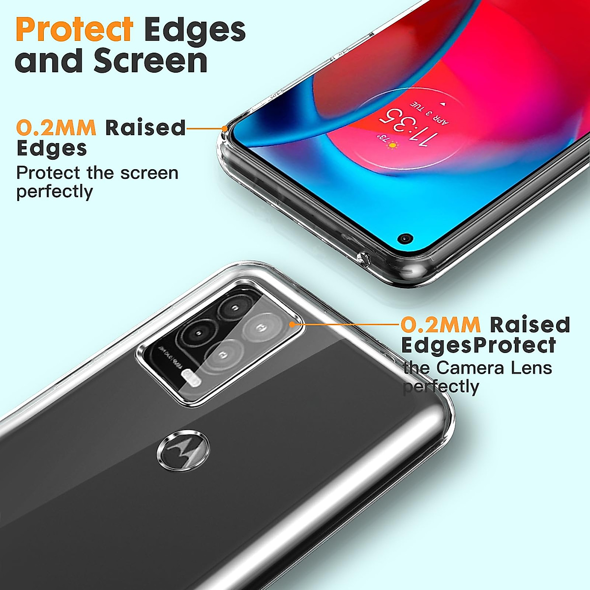 Oududianzi Case for Moto G Stylus 5G 2021 with Screen Protector,Non-Yellowing Shockproof Bumper Protective Phone Cover, Anti-Scratch Soft TPU Back(Transparent)