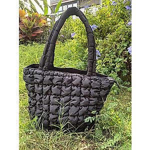 CAMTOP Lunch Box for Women Girls Insulated Cute Lunch Tote Bag Lunchbox Cooler Puffer Bag for Work Travel Picnic(Black)