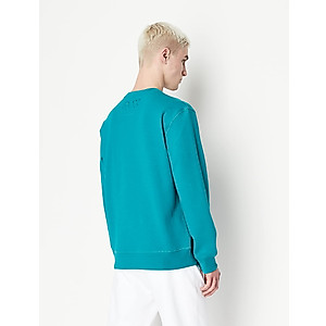 Armani Exchange Men's Organic Cotton Seasonal Basic Foil Lettering Crewneck Sweatshirt, Deep Lake, Extra Small