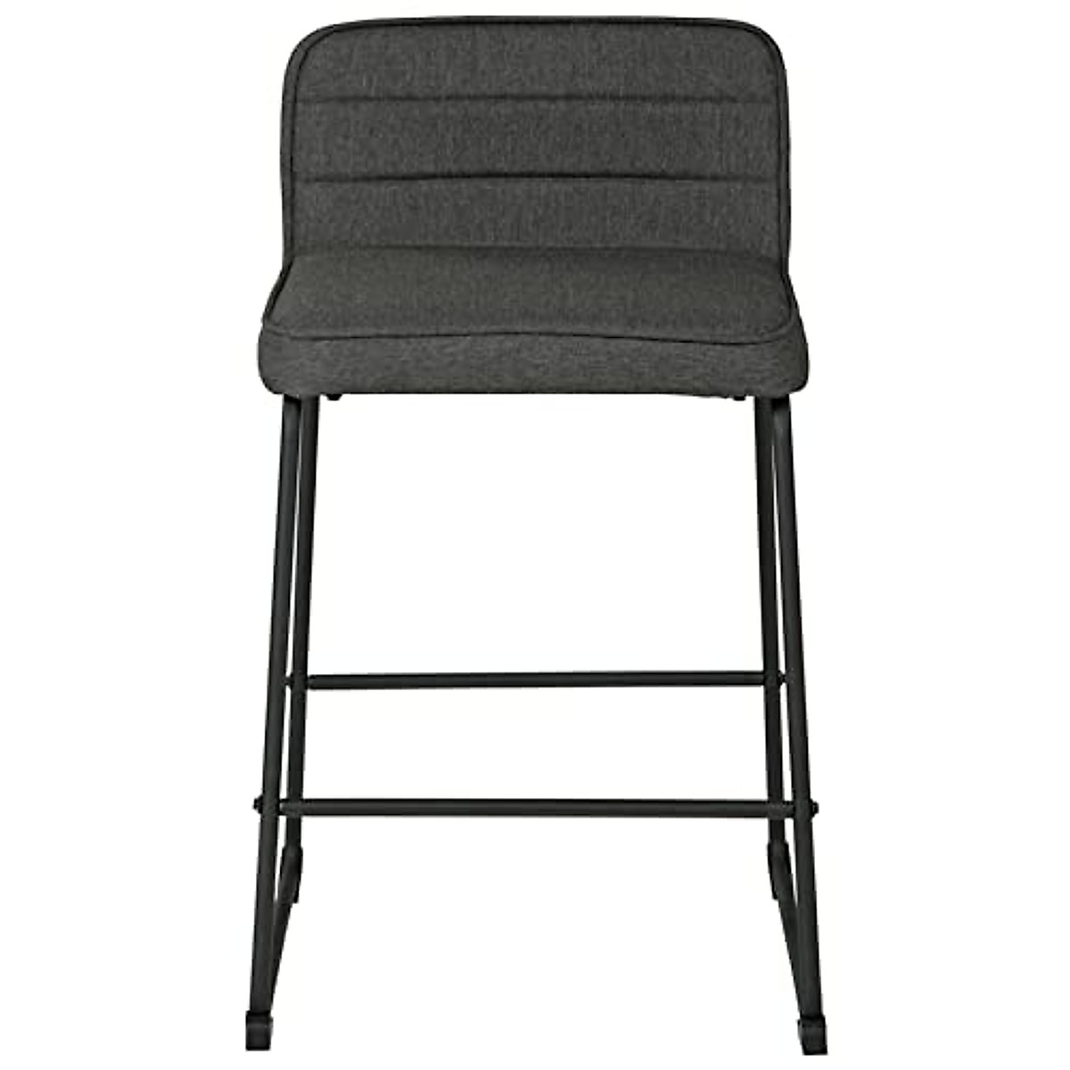 Signature Design by Ashley Nerison 26" Modern Upholstered Counter Height Bar Stool, 2 Count, Dark Gray