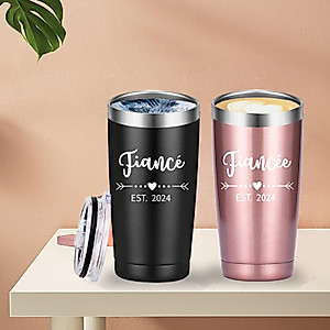 Mamihlap Engagement Gifts for Couple Tumbler.Boyfriend Girlfriend Fiance Fiancee Gift for Him and Her.Gift for Newly Engaged Anniversary Bride Groom Mr Mrs Him Hers(20oz Black&Rose Gold)