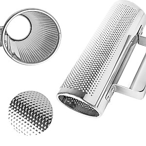 KEJJNYER 8 inch x 3 inch Stainless Steel Guiro Instrument Shaker, Guiro Shaker with Scraper Musical Instrument, Round Cylinder Latin Percussion Instruments Musical Training Tool Set