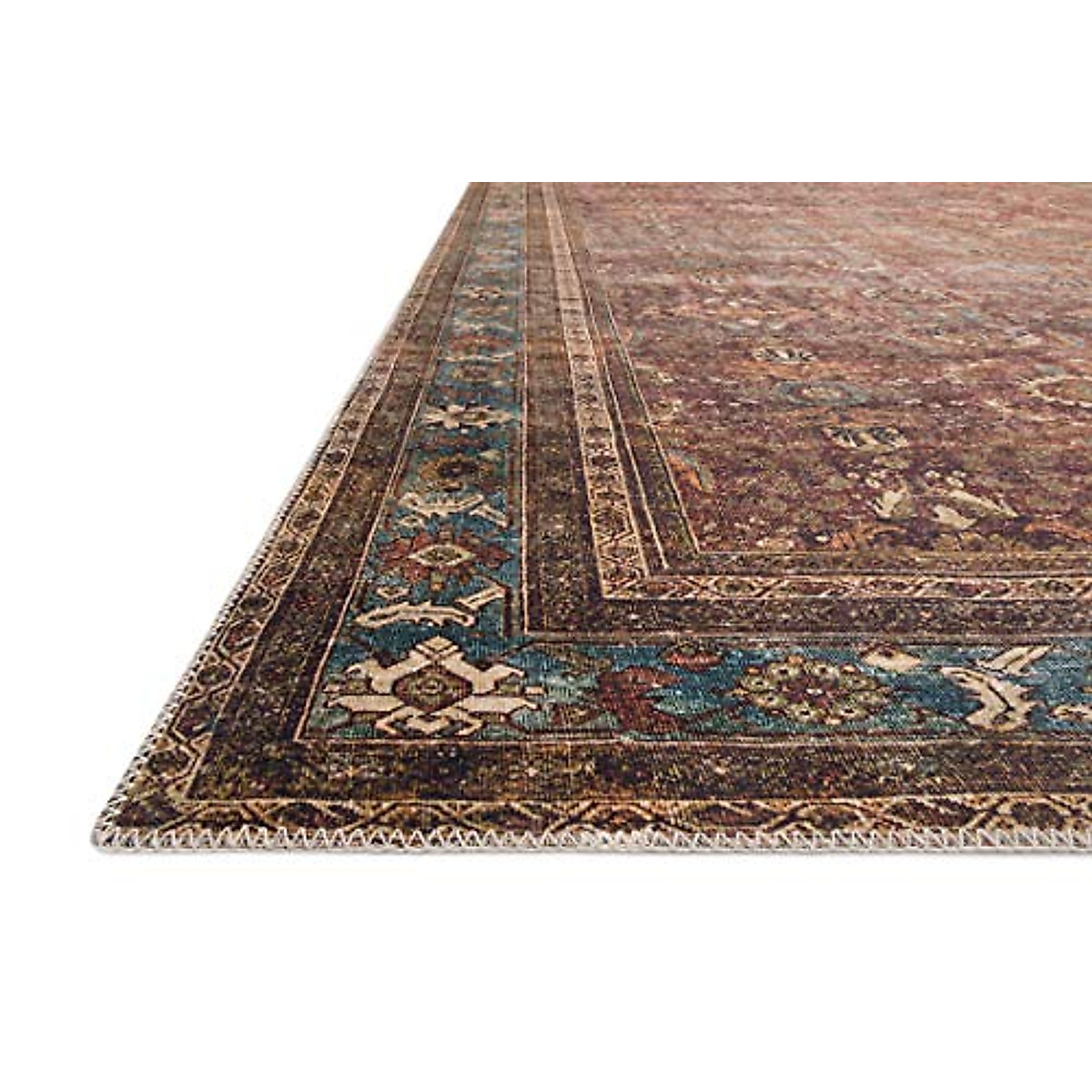 Loloi II Layla Collection LAY-01 Brick/Blue, Traditional 2'-3" x 3'-9" Accent Rug